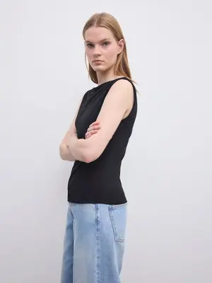 HOUSE OF DAGMAR Square Neck Top - Black