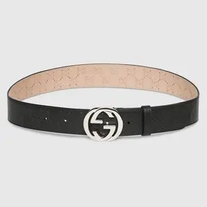 Gucci Belt With Interlocking G Buckle - Black