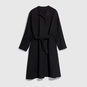 Gucci Wool Silk Long Coat Coat With Gg Inside - Black