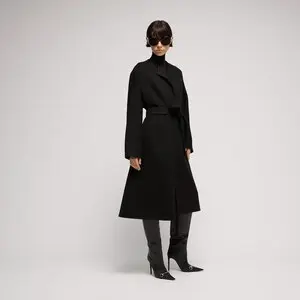 Gucci Wool Silk Long Coat Coat With Gg Inside