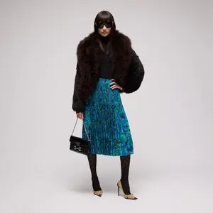 Gucci Printed Silk Crêpe De Chine Midi Skirt - Blue