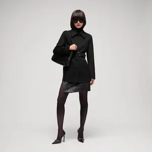 Gucci Wool Silk Coat With Gg Inside