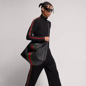 Gucci Web Trademark Large Duffle Bag Leather