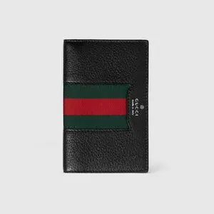 Gucci Web Trademark Card Case Leather - Black