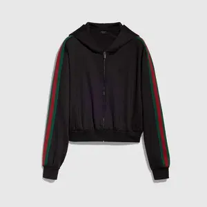 Gucci Cotton Jersey Zip Jacket With Web - Black