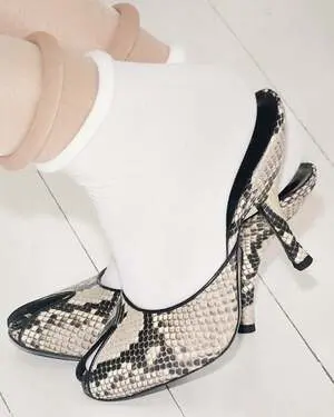 MY STORE Date Mule In Stone Python Leather