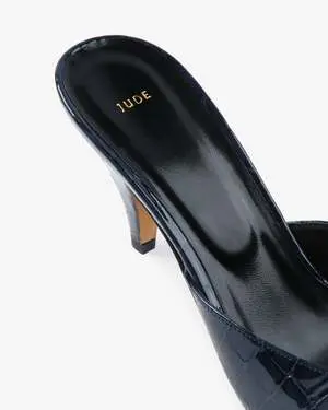 JUDE Haze Sandal Ink Croc Embossed Leather - Blue