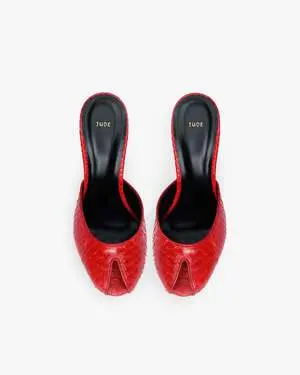 JUDE Date Mule Python Leather - Red