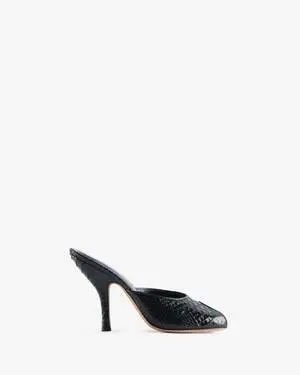 JUDE Date Mule Black Python Leather Black