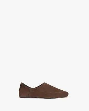 JUDE Floor Slipper In Mocha Suede Leather - Brown