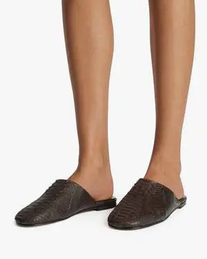 JUDE Floor Slide In Dark Python Leather - Brown