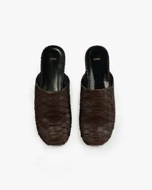 JUDE Floor Slide In Dark Python Leather - Brown