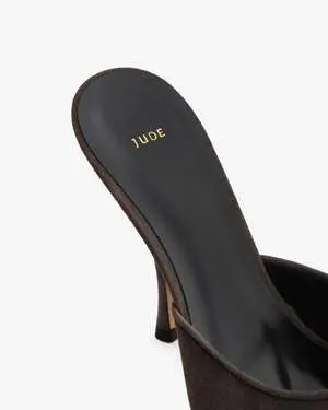 MY STORE Date Mule In Cacao Suede Leather