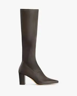 JUDE Memo Knee Boot In Stretch Leather - Brown
