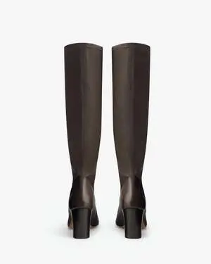 JUDE Memo Knee Boot In Stretch Leather - Brown
