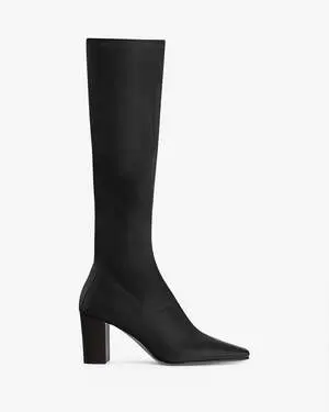 JUDE Memo Knee Boot In Stretch Leather - Black