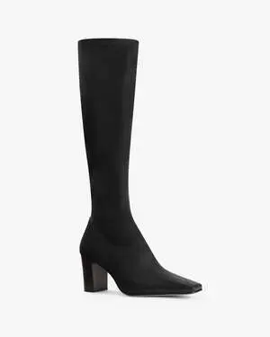 JUDE Memo Knee Boot In Stretch Leather - Black