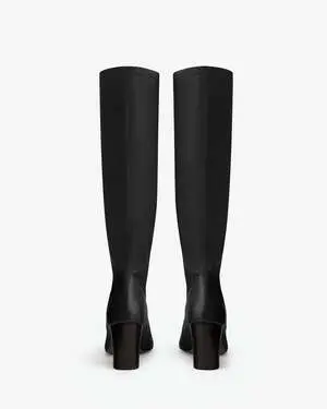 JUDE Memo Knee Boot In Stretch Leather - Black