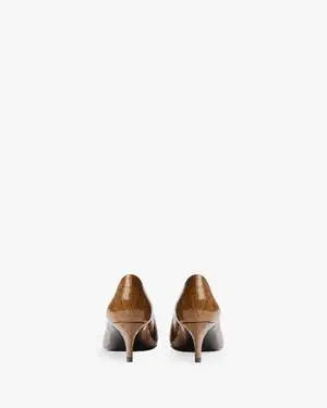JUDE Blade Pump In Croc Embossed Leather - Brown
