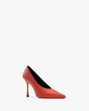 JUDE Kiss Pump Blood Orange Ostrich Embossed Leather