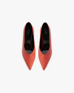 JUDE Kiss Pump Blood Orange Ostrich Embossed Leather