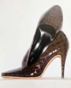 JUDE Jerry Pump Dark Croc Embossed Patent Leather