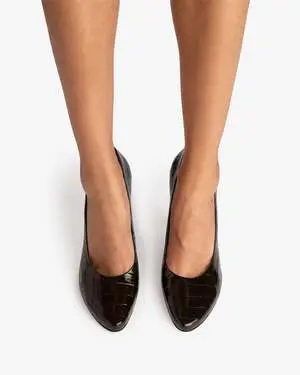 JUDE Jerry Pump Dark Croc Embossed Patent Leather