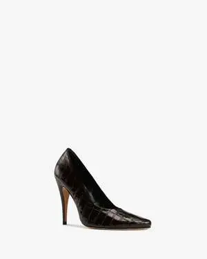 JUDE Jerry Pump Dark Croc Embossed Patent Leather