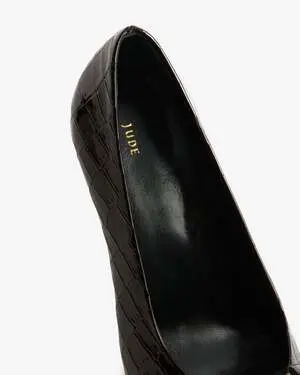 JUDE Jerry Pump Dark Croc Embossed Patent Leather