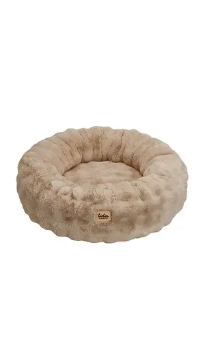 LOLA BLANKETS Medium Bubble Round Pet Bed In Beige - Oat
