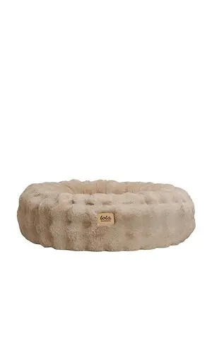 LOLA BLANKETS Medium Bubble Round Pet Bed In Beige - Oat