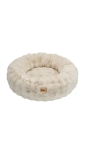 LOLA BLANKETS Large Bubble Round Pet Bed In Beige - Cappuccino