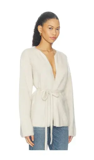 Soft Goat Brushed Cardigan In Ivory
