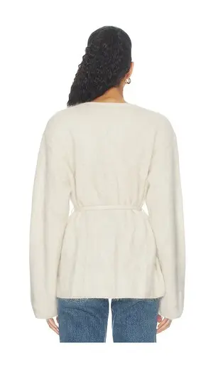 Soft Goat Brushed Cardigan In Ivory