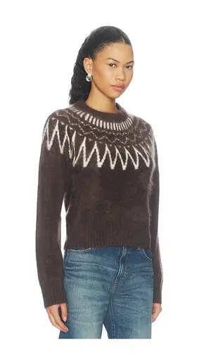 Soft Goat Brushed Fair Isle Crewneck In Brown