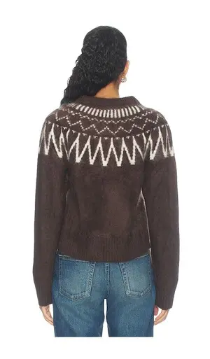 Soft Goat Brushed Fair Isle Crewneck In Brown