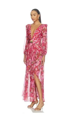 PatBO Peony Print Plunge Maxi Dress