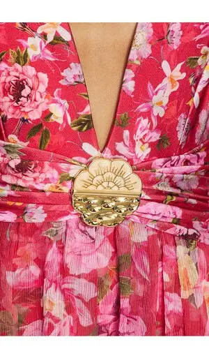 PatBO Peony Print Plunge Maxi Dress