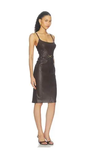 L'Agence Halia Buckle Midi Dress In Chocolate