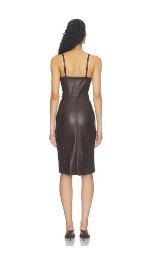 L'Agence Halia Buckle Midi Dress In Chocolate