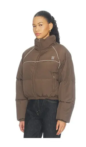Eterne Technical Pongã© Down Puffer In Brown - Mushroom