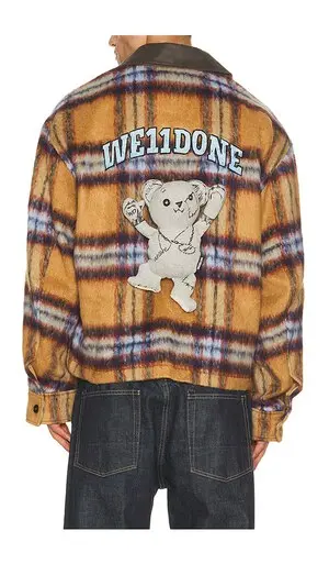 We11Done Teddy Doodle Check Pattern Jacket In Brown