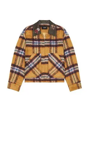We11Done Teddy Doodle Check Pattern Jacket In Brown