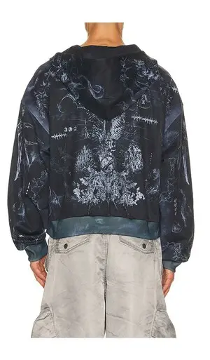 We11Done Tattoo Printed Zip Up Hoodie