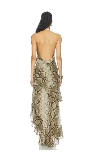Retrofete Nevae Chiffon Dress In Brown