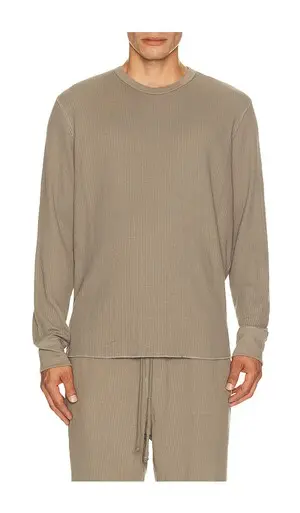 SKIMS Branded Classic Waffle Crewneck T-shirt In Brown - Mink