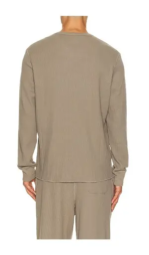 SKIMS Branded Classic Waffle Crewneck T-shirt In Brown