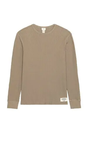 SKIMS Branded Classic Waffle Crewneck T-shirt In Brown