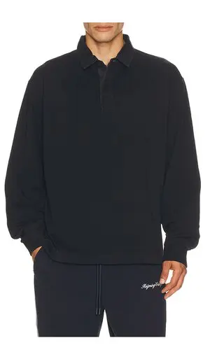 Reigning Champ Heavyweight Jersey Standard Rugby Shirt In Blue - Navy