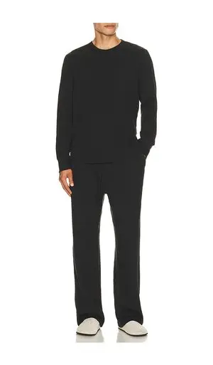 SKIMS Waffle Straight Leg Pant In Black